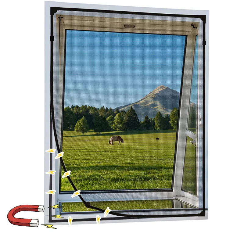 TYMF Black Magnetic Window Mosquito Net DIY Mesh Tulle Invisible Screen ...