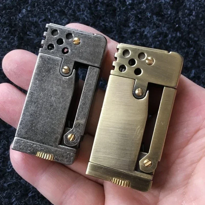 Bent knife kerosene lighter windproof mechanical press automatic ...