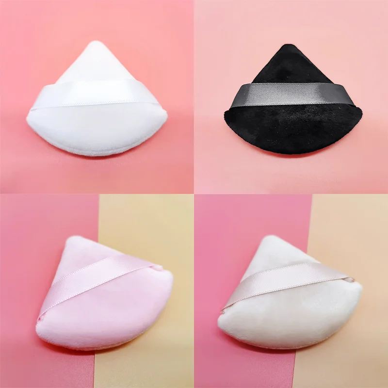 6pcs 4 Colors Triangle Puff Washable Velvet Mini Makeup Sponge For ...