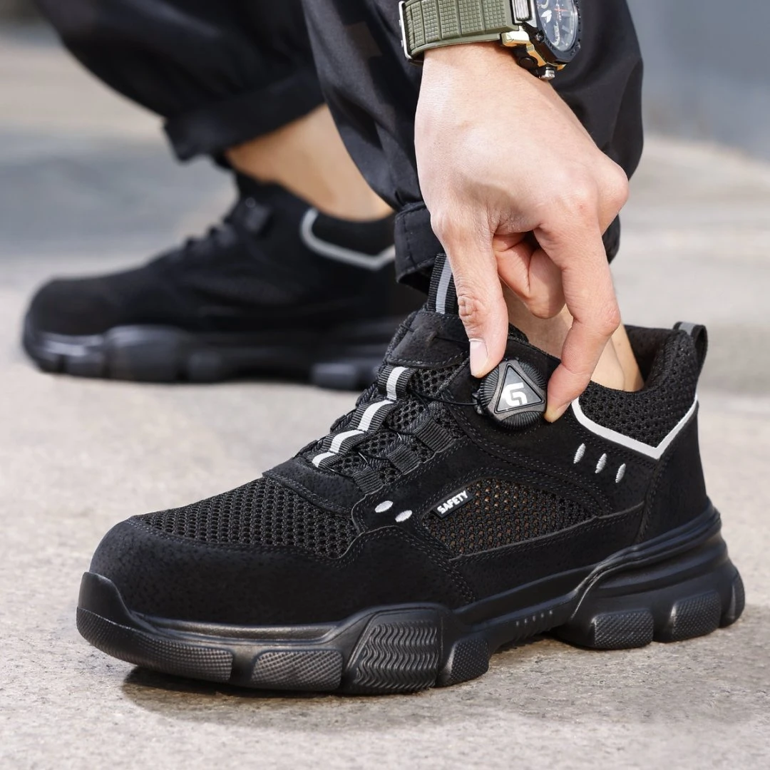 Men Rotating Button Safety Shoes Unisex Summer Work Sneakers Breathable ...