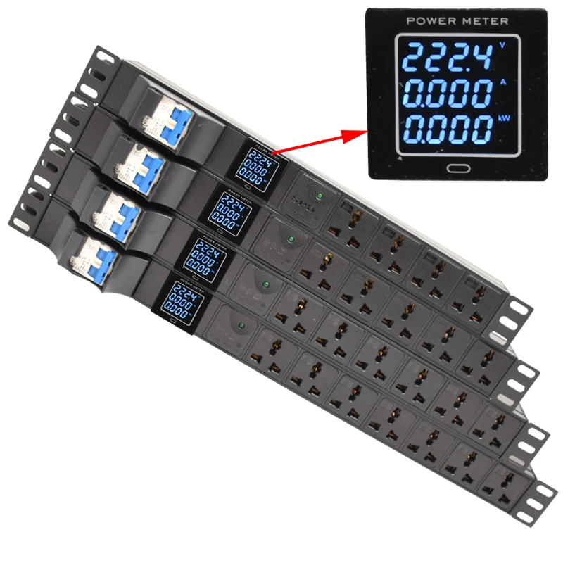Aluminum Alloy Pdu Power Strip Switch Spd Meter 2/3/4/5/6/7/8/9/10/11 ...