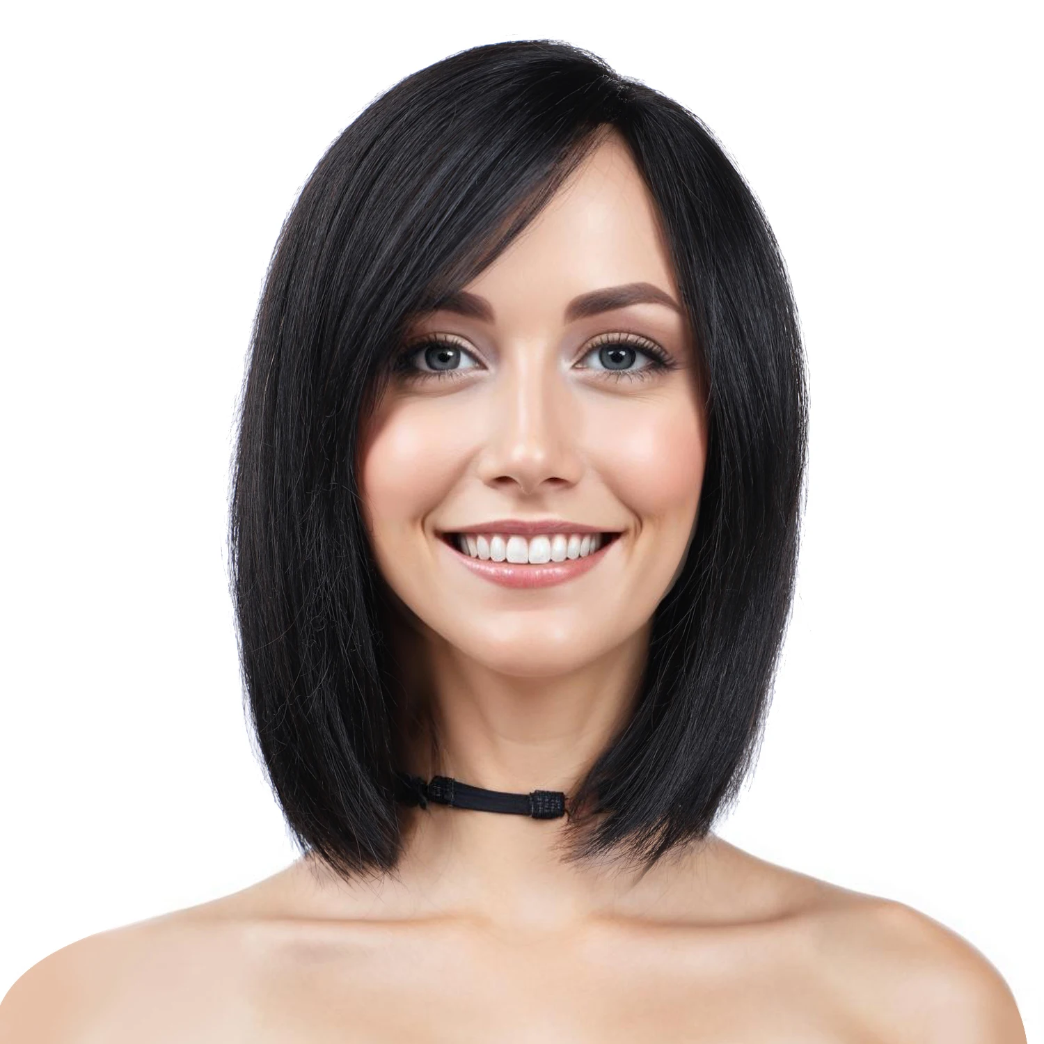 UNA-Long-Brown-Pixie-Cut-Wig-Blend-Human-Hair-Lace-Frontal-Wigs-with ...