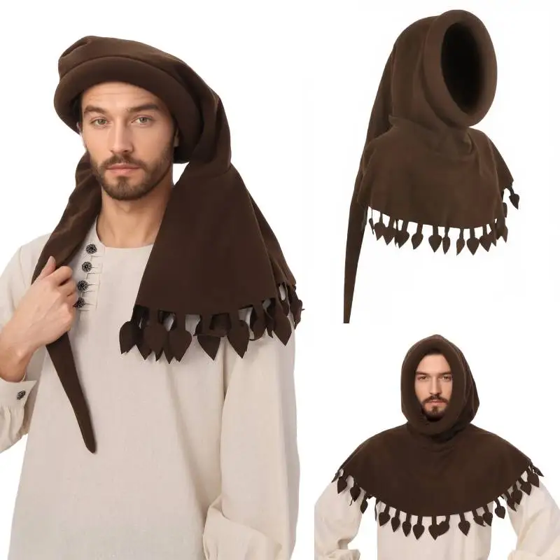 WENAM Medieval Chaperon Hat Men Renaissance Cap with Liripipe Faire ...