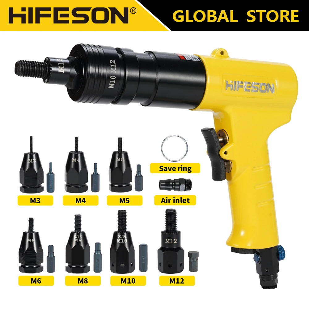Pneumatic Air Rivet Nut Guns Insert threaded Pull Setter Riveters ...