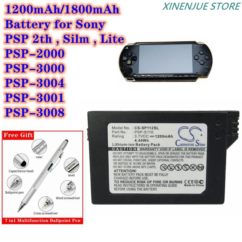 Game-Console-Battery-1200mAh-1800mAh-PSP-S110-for-Sony-Lite-PSP-2th-PSP ...