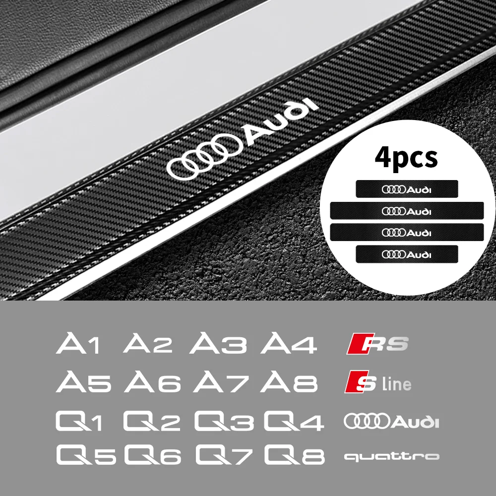 4-Stuks-Auto-Dorpel-Drempel-Koolstofvezel-Beschermer-Stickers-Voor-Audi ...