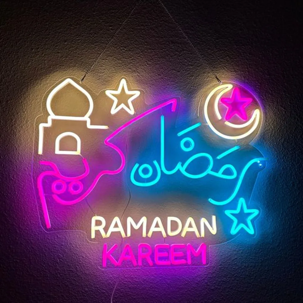 Neon-Sign-Ramadan-Kareem-Arabic-and-English-Colorful-Neon-Art-Sign-Eid ...