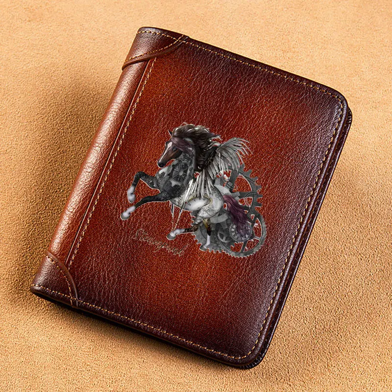 High-Quality-Genuine-Leather-Men-Wallets-Vintage-Steampunk-Horse-Symbol-Short-Card-Holder-Purse ...
