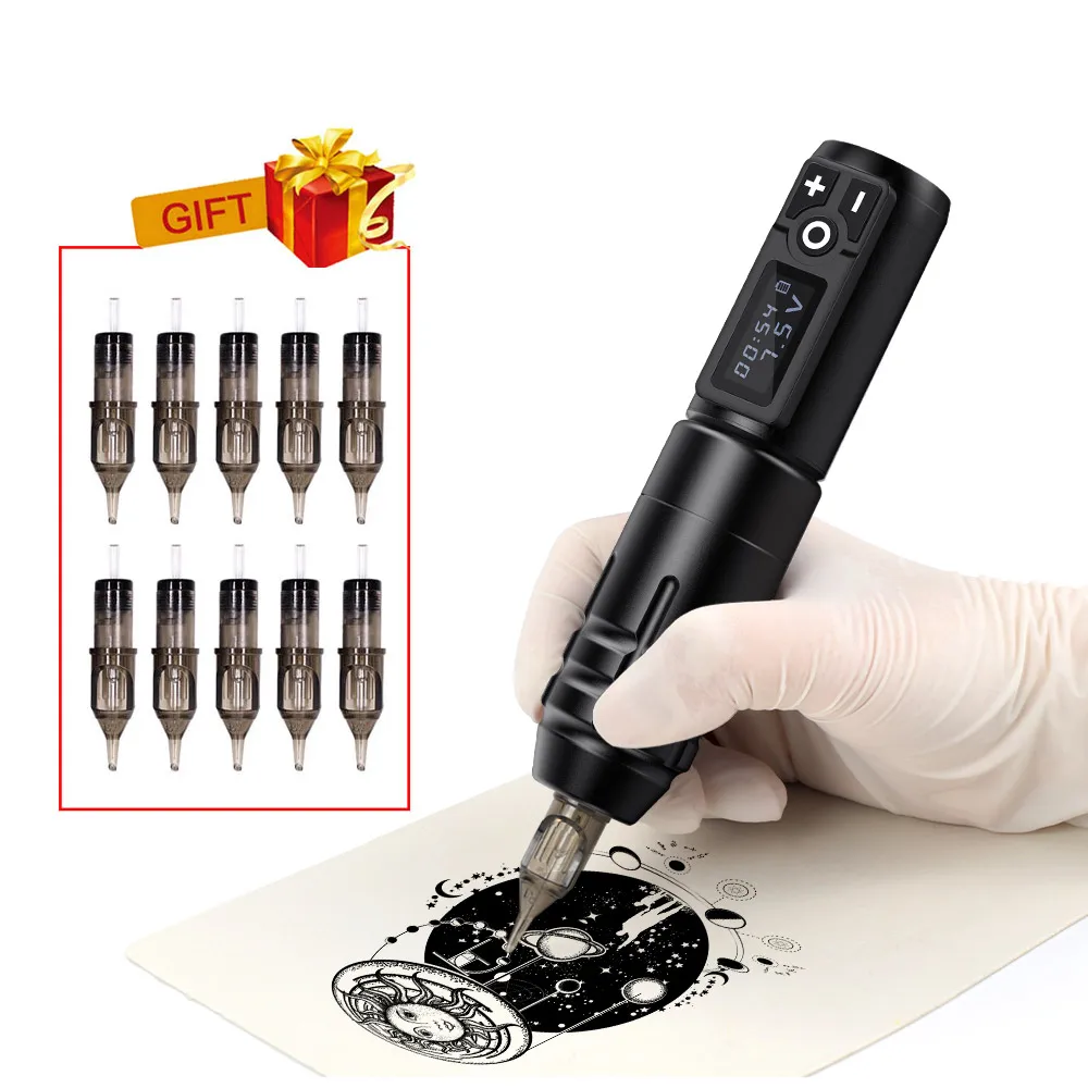 Wireless Tattoo Pen Machine Kit Battery Portable Power Coreless Motor ...
