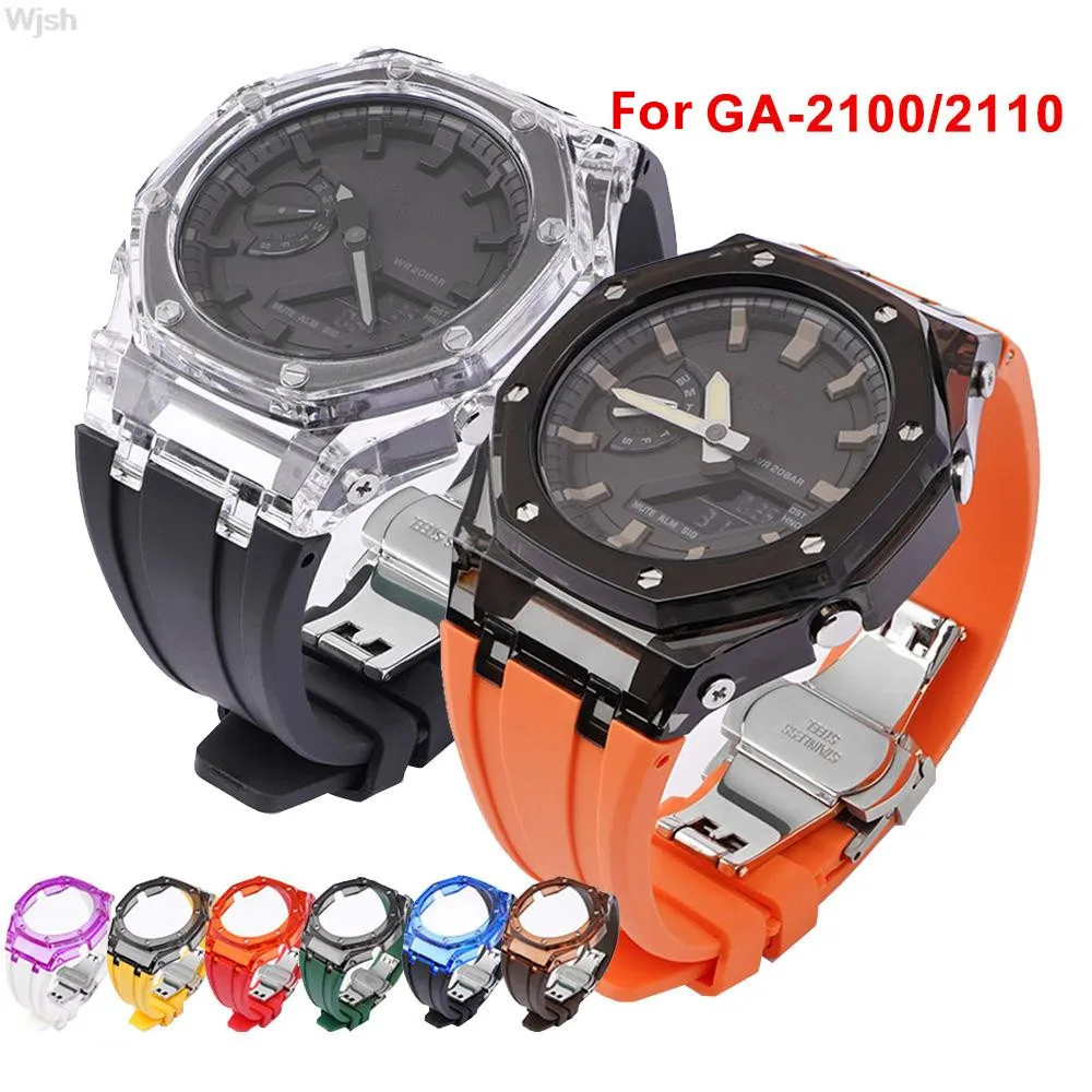 GA-2100 2110用 ケース ラバーストラップ シルバーブルー 購買 - 時計