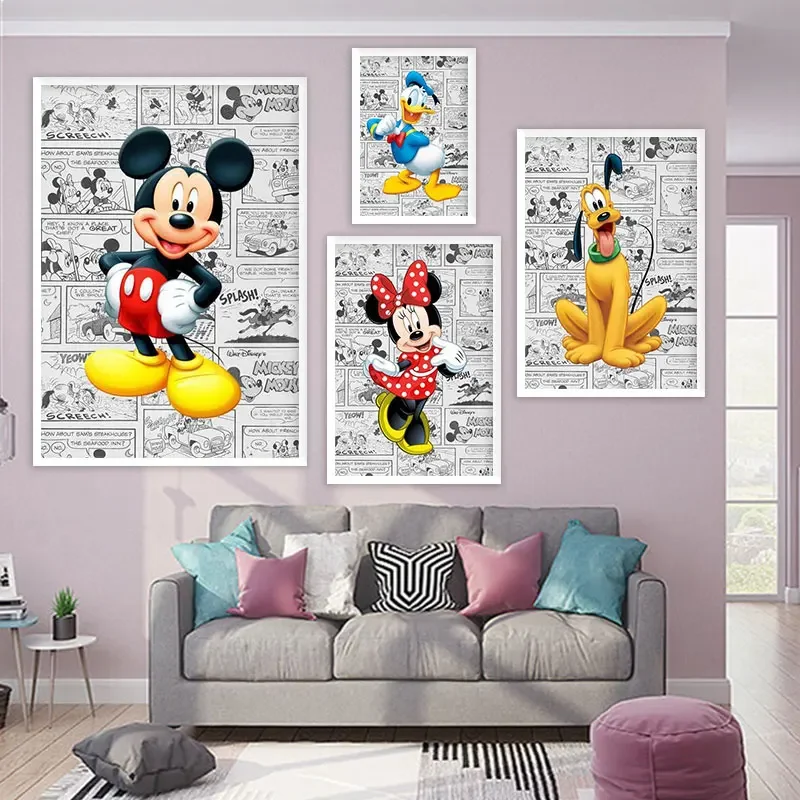 Disney-Cartoon-Poster-Comic-Style-Canvas-Painting-Mickey-Mouse-Donald ...