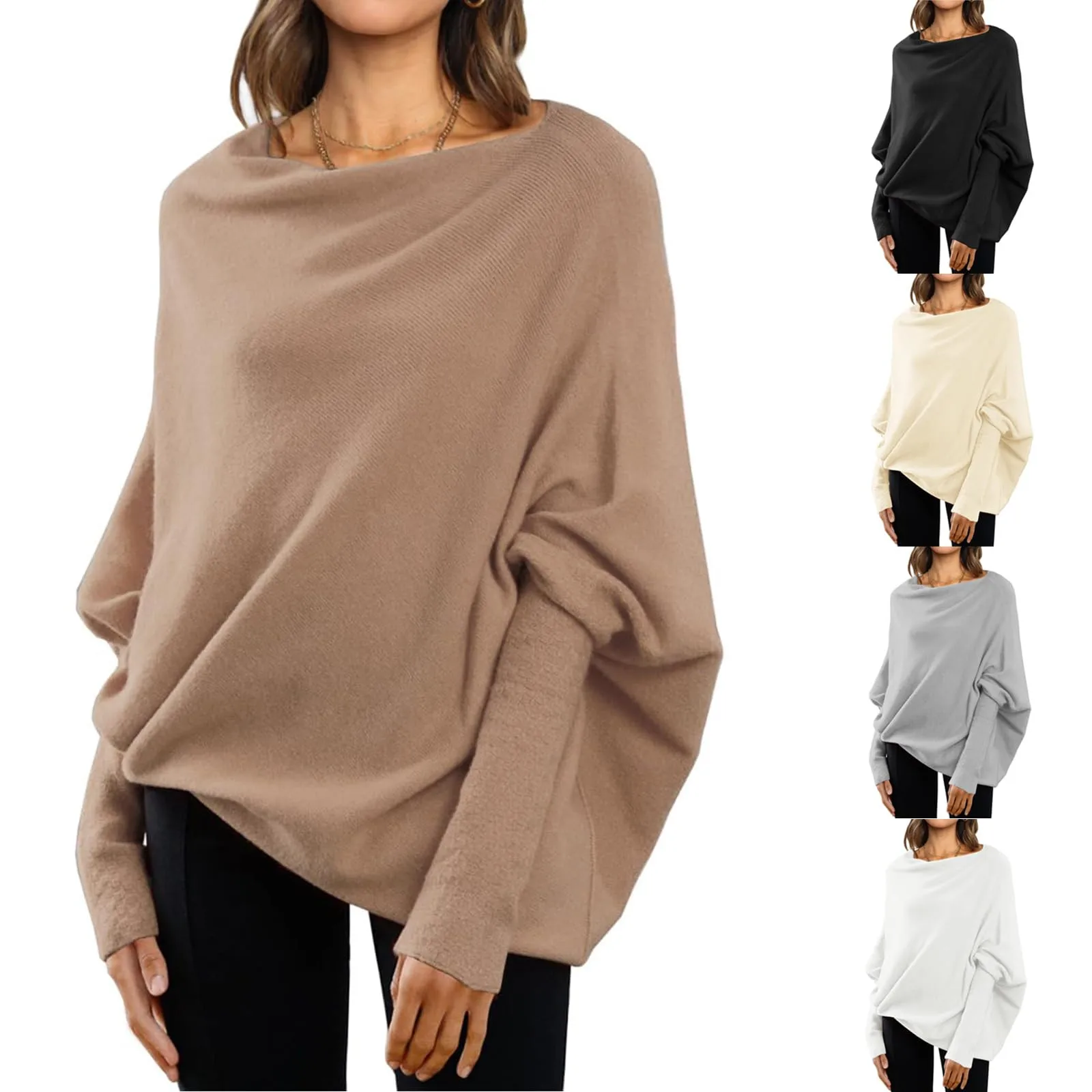 Fall-Sweaters-For-Women-Asymmetric-Draped-Jumper-Long-Batwing-Rent ...