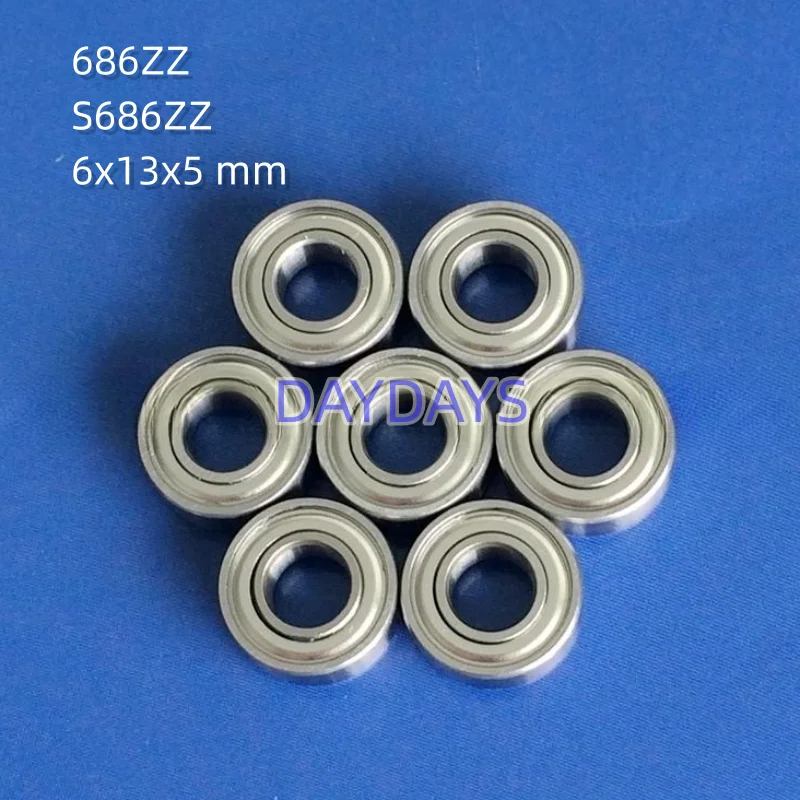 Free-Shipping-10-50PCS-686ZZ-S686ZZ-Bearings-6x13x5-mm-Stainless-Steel ...
