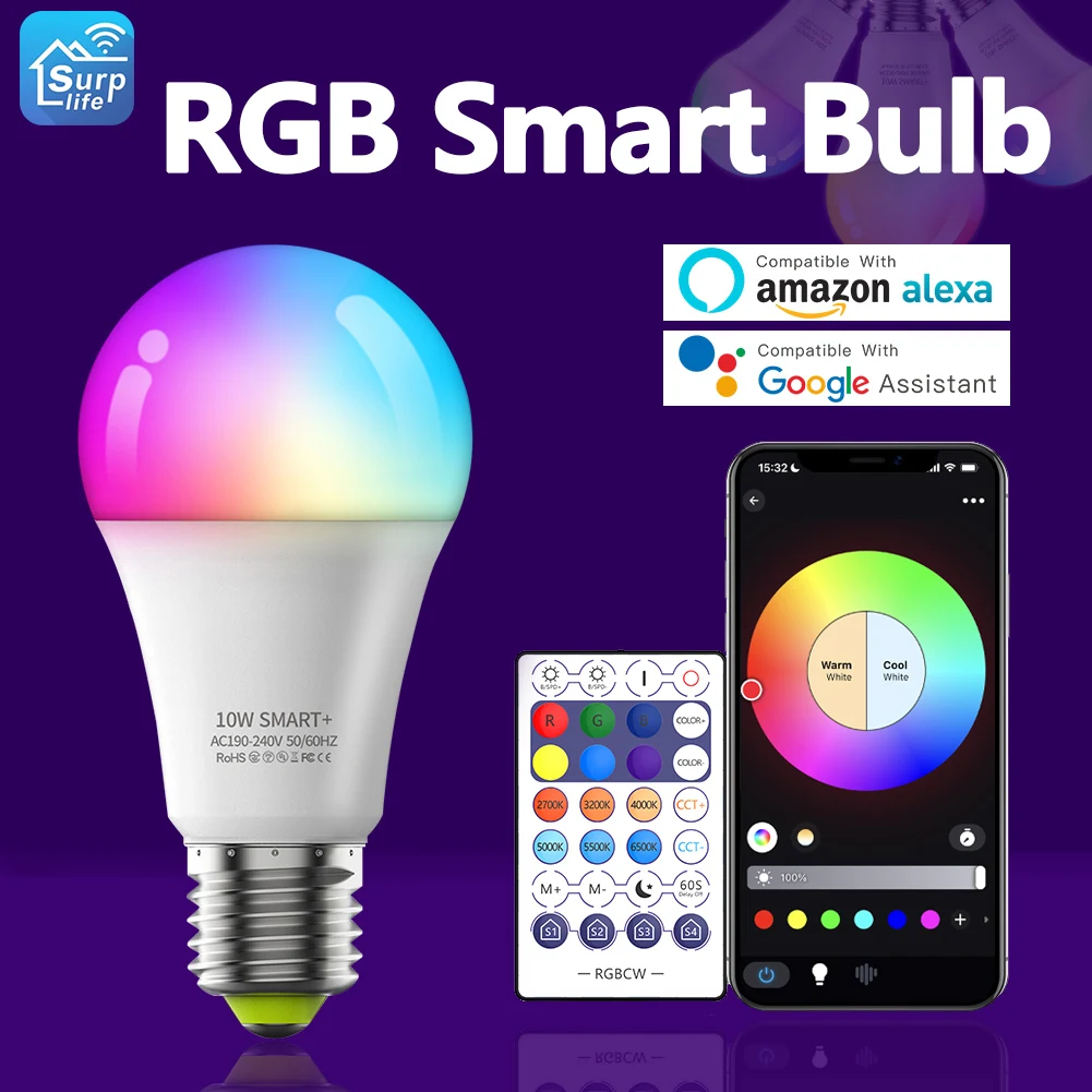 MARPOU-10W-Wifi-LED-Lights-Bulb-Smart-Lamp-APP-Voice-Remote-Control ...