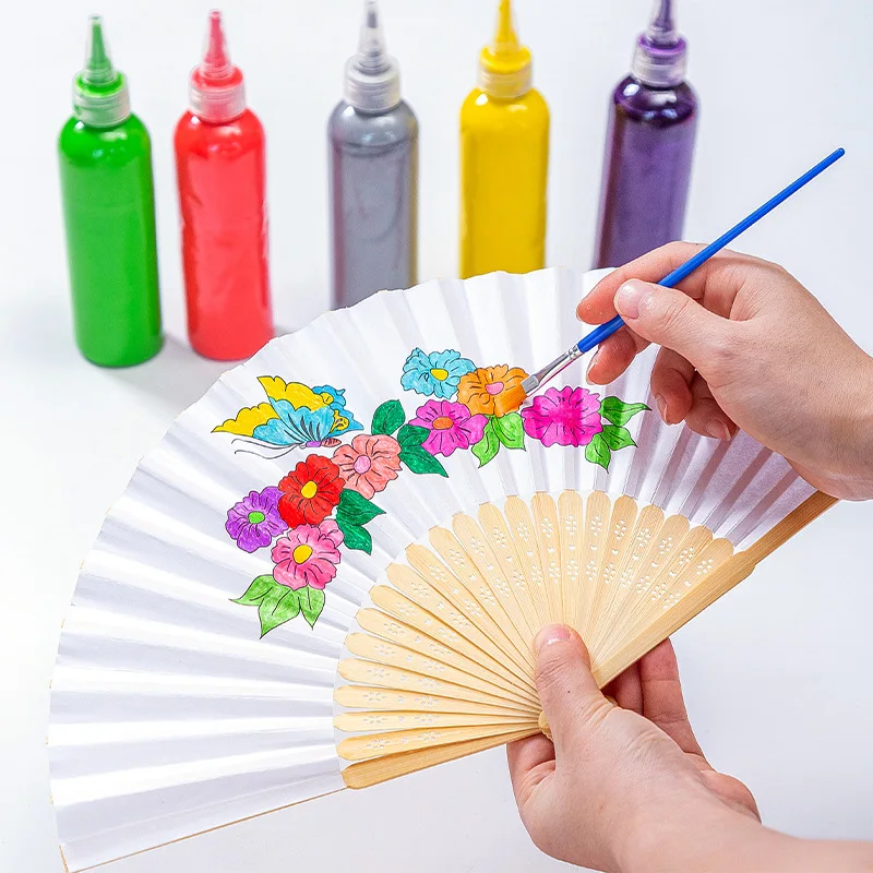 2PCS Blank Paper Fan Handmade DIY Children's Painting Fan Kindergarten ...