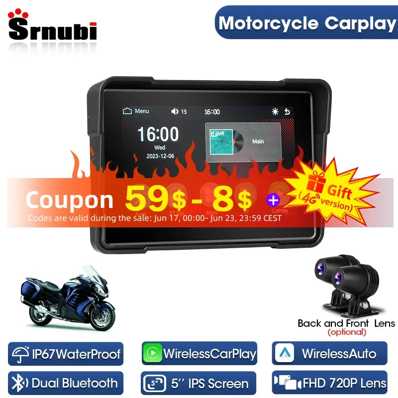 Srnubi-5-Inch-Motorcycle-Carplay-IP67-Waterproof-GPS-Navigation ...
