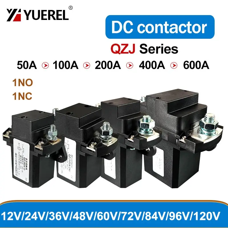 Contator DC QZJ 50A 100A 200A 400A 600A 1NO 1NC 6V 12V 24V 36V 48V 60V ...
