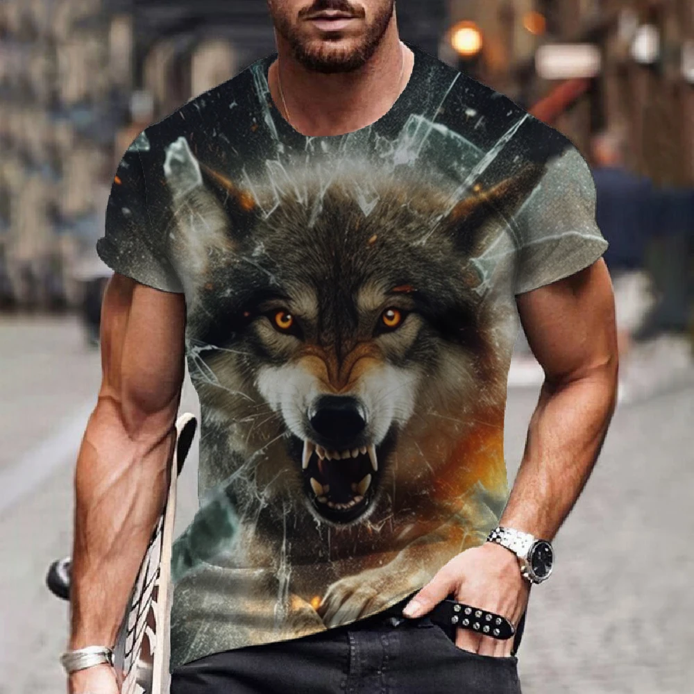 Summer-Men-s-T-shirt-Animal-Wolf-3d-Printed-Round-Neck-Fashion ...