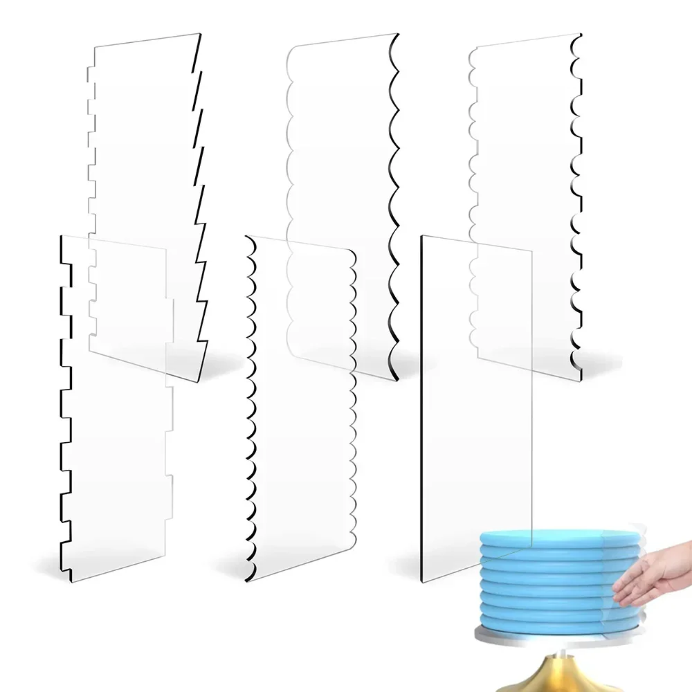 2pcs-Set-Acrylic-Cake-Scraper-Set-Decorating-Contour-Stripe-Cake-Comb ...