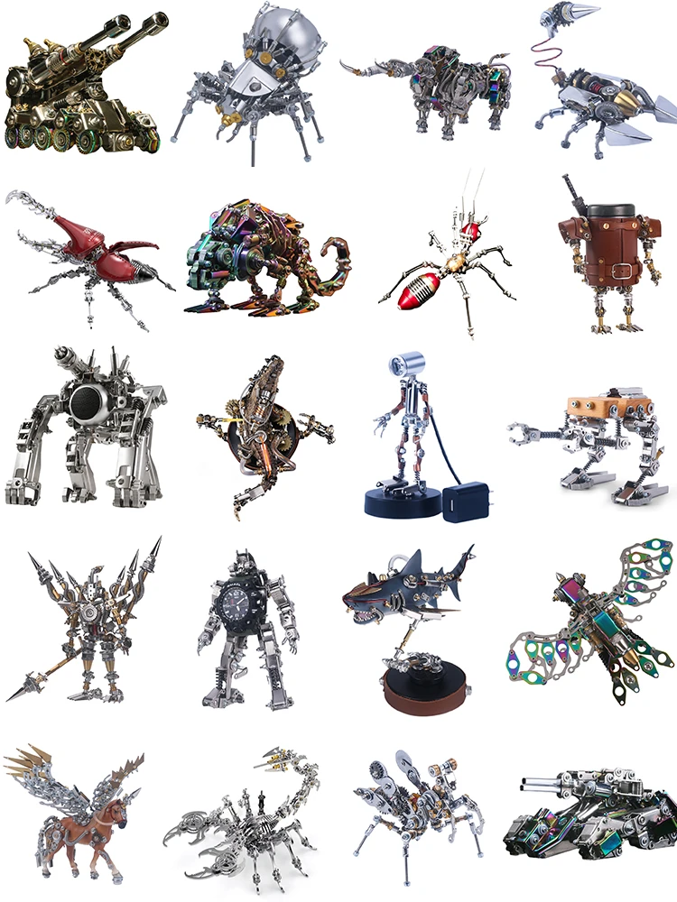 Creative Diy Mechanical Mech Decoration Figurines Metal Assembly Model ...
