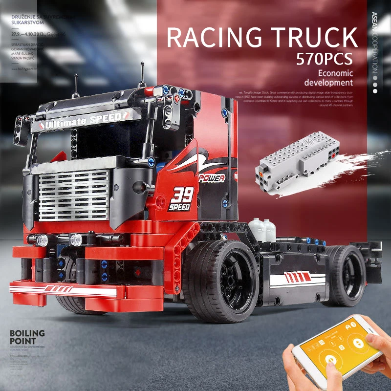 Remote Control Racing Truck Rc Car Building Blocks City Transport ...