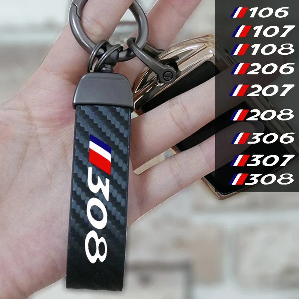 Carbon-fiber-Keychain-Car-Logo-Key-Ring-Car-Styling-for-Peugeot-106-107 ...