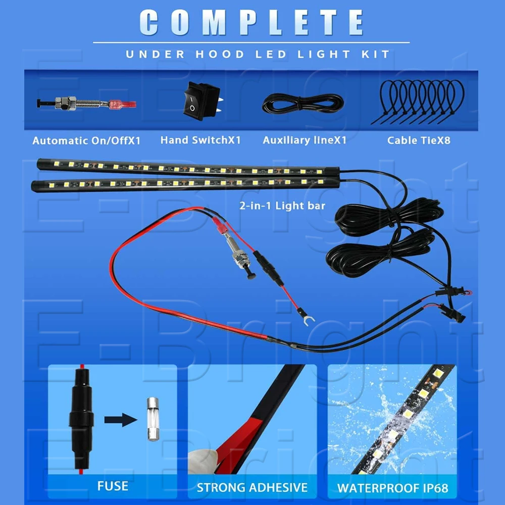 Hood Light Strip 2021 - 2026 Bronco LED Automatic Engine Bay Hood Light ...