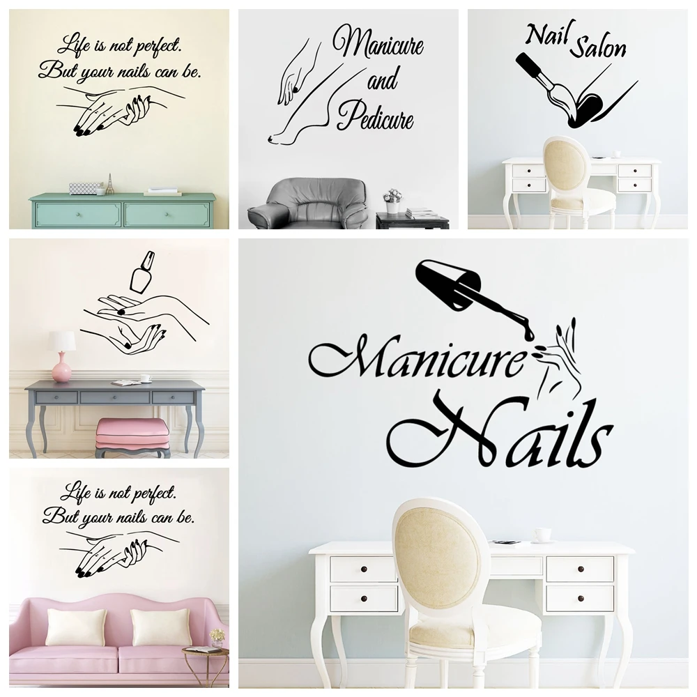 Exquisite-manicure-Vinyl-Decal-Nail-Salon-text-Wall-Sticker-For-Beauty ...