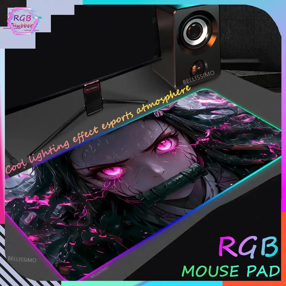 Dem-nio-Slayer-Anime-Gaming-Mouse-Pad-LED-RGB-Gamer-Mat-Desk-Pad ...