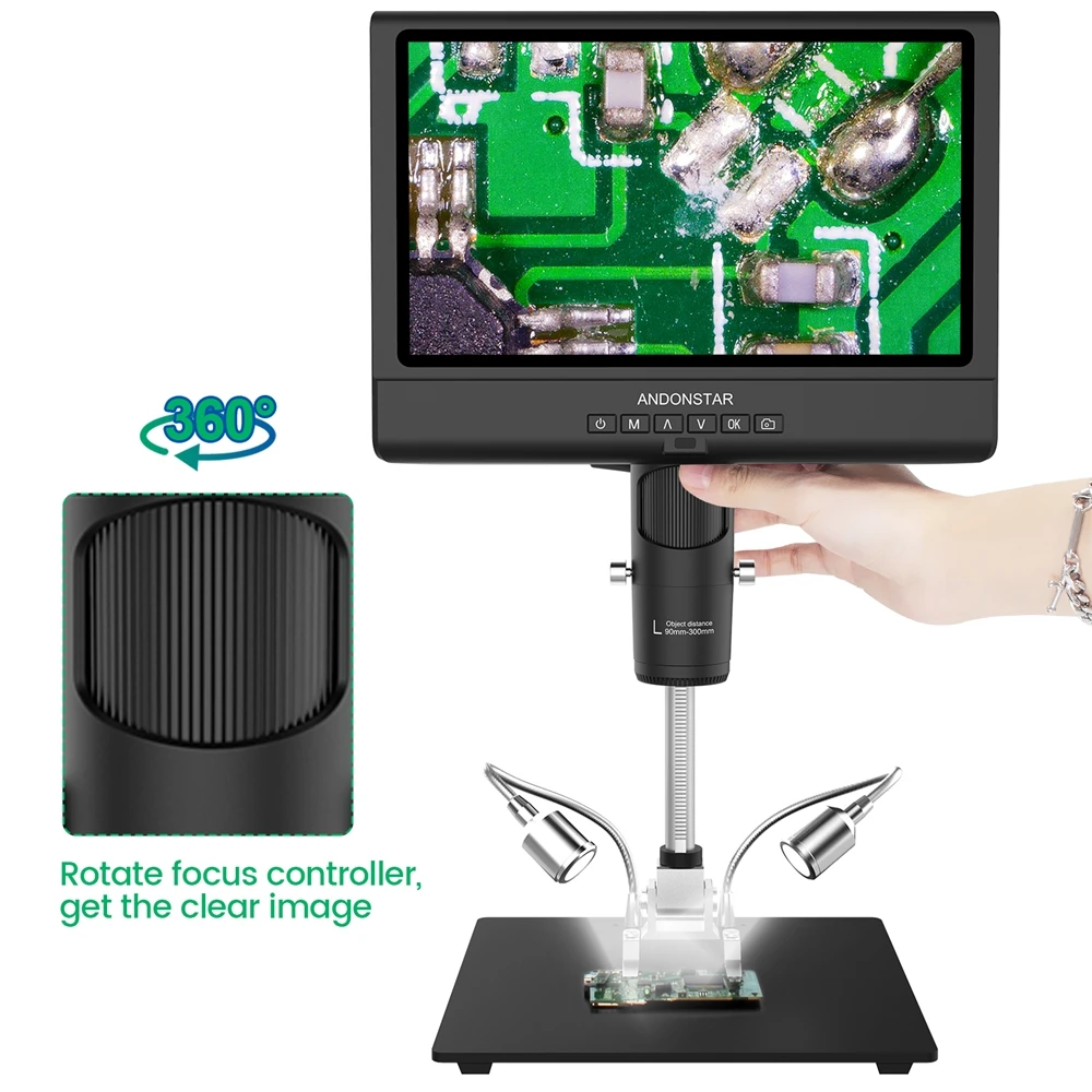 Andonstar AD209 10 inch Digital Microscope 1080P Adjustable LCD Display ...