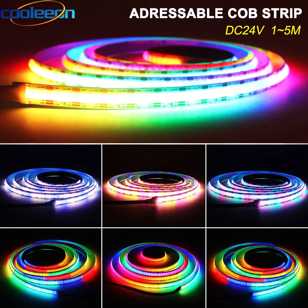 Addressable COB LED Strip Light 24V Full Dream Color LED Tape 714LEDs ...