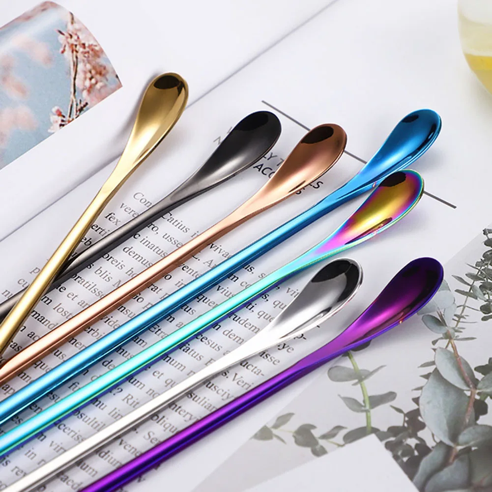 1-7pcs-Stainless-Steel-Long-Handle-Stylish-Latte-Ice-Cream-Sundae ...