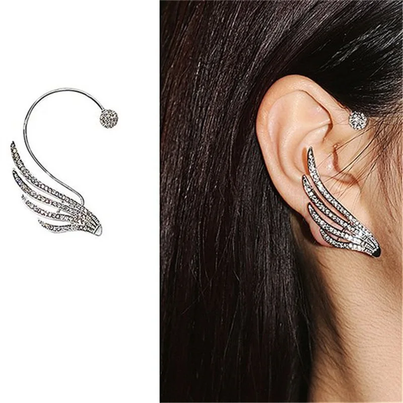 Flash-drill-wing-ear-clip-without-ear-piercing-women-s-simple-cold-wind ...