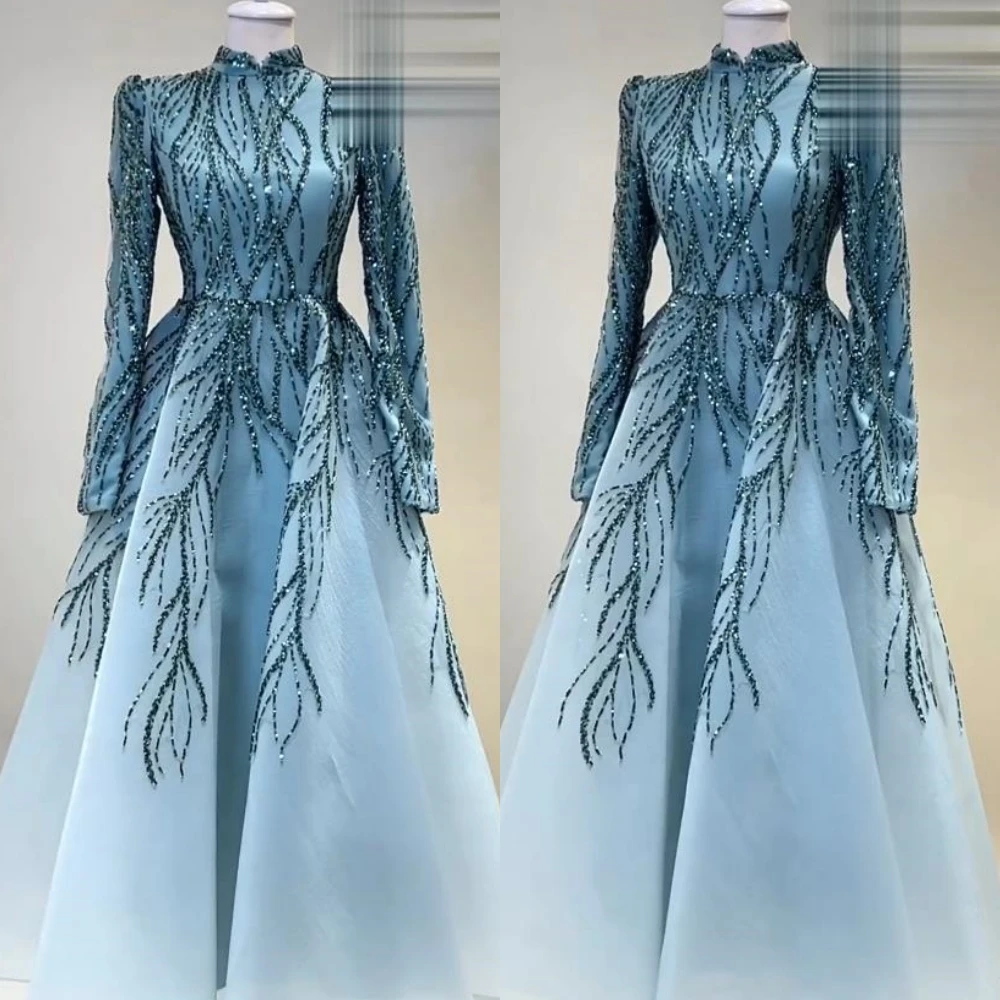 Prom-Dress-Sparkle-Intricate-High-Collar-Ball-Gown-Celebrity-Beading ...