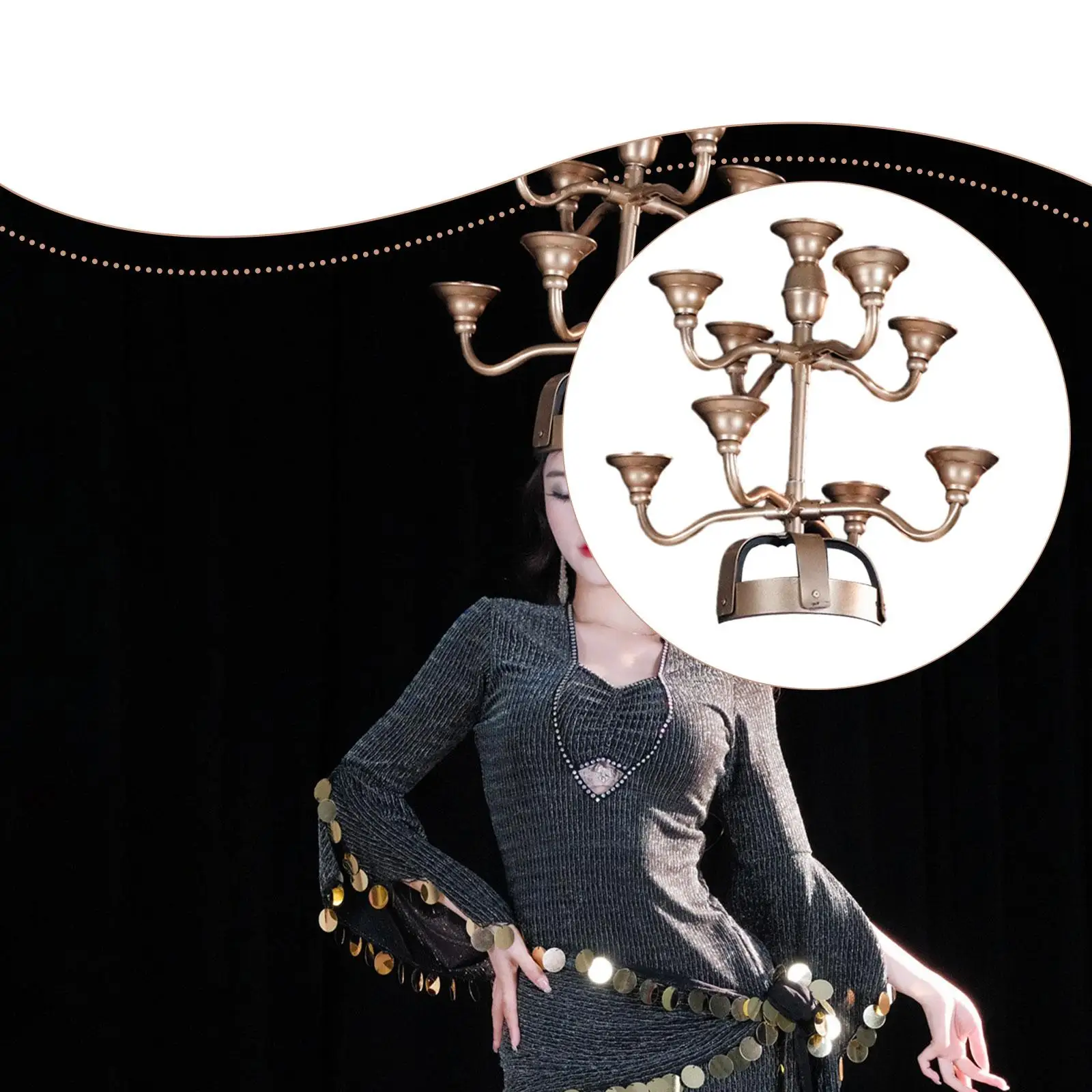 Belly Dance Candle Holder Headwear Candelabra Traditional Head Mount ...