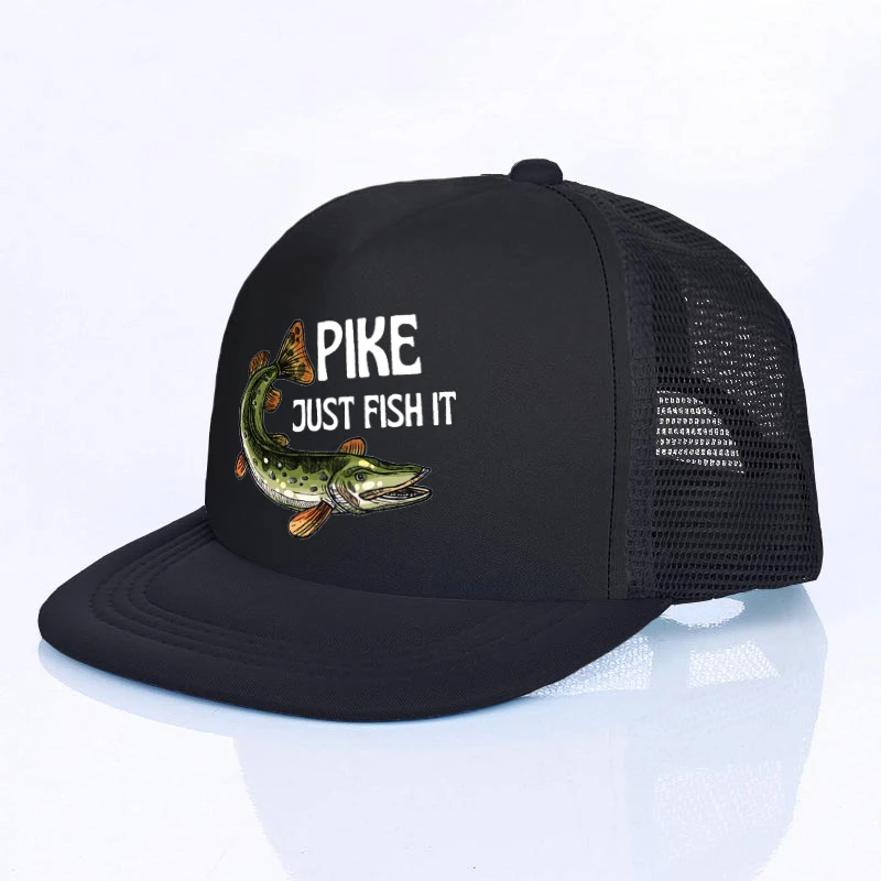 Pike-Fishes-Hunter-Black-Baseball-Cap-Pike-Just-Fish-It-Adjustable ...