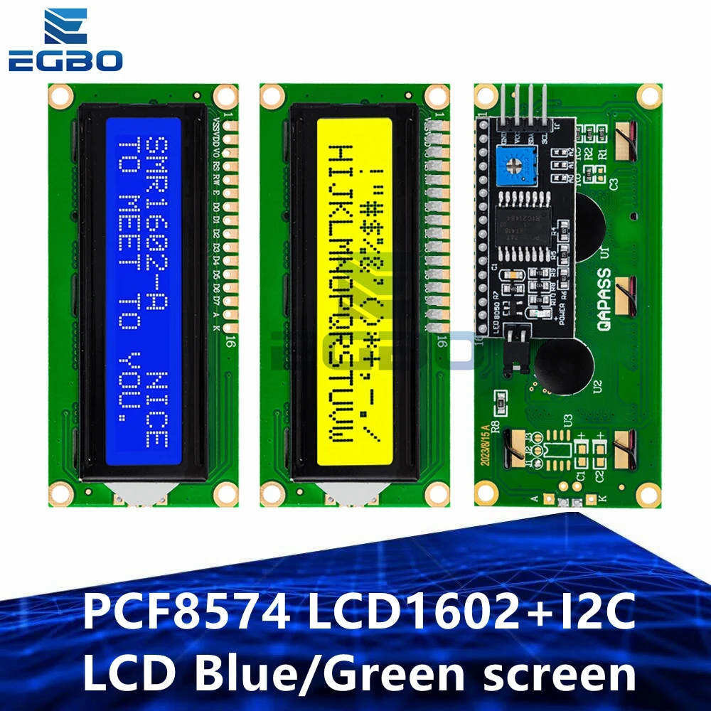 EGBO LCD1602+I2C LCD 1602 module Blue/Green screen PCF8574 IIC/I2C ...