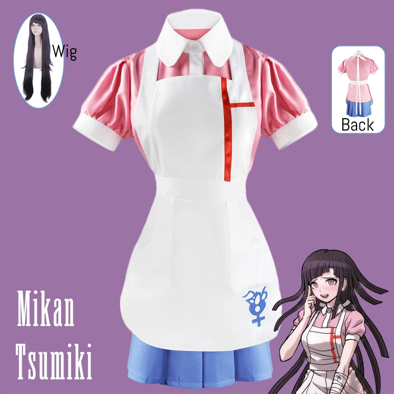 Danganronpa-Mikan-Tsumiki-Cosplay-Costume-Uniform-Wig-Anime-Halloween ...