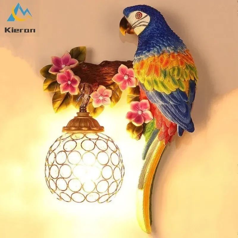Modern Parrot Crystal LED Wall Lamp Bedroom Study Restaurant KTV Hotel ...