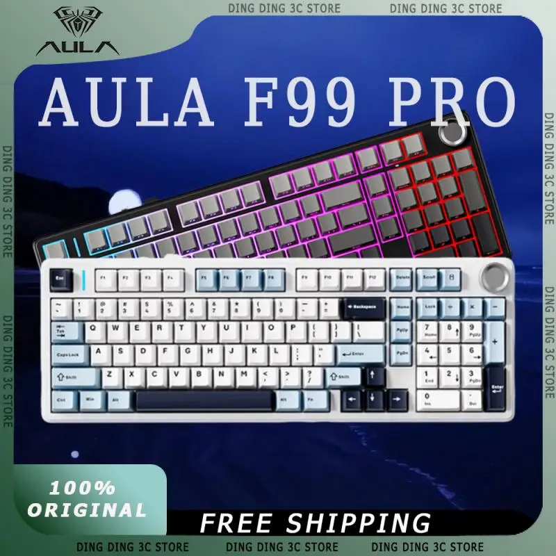 AULA-F99-Pro-Wireless-Mechanical-Keyboard-with-Mental-Knob-3-Mode-Hot ...