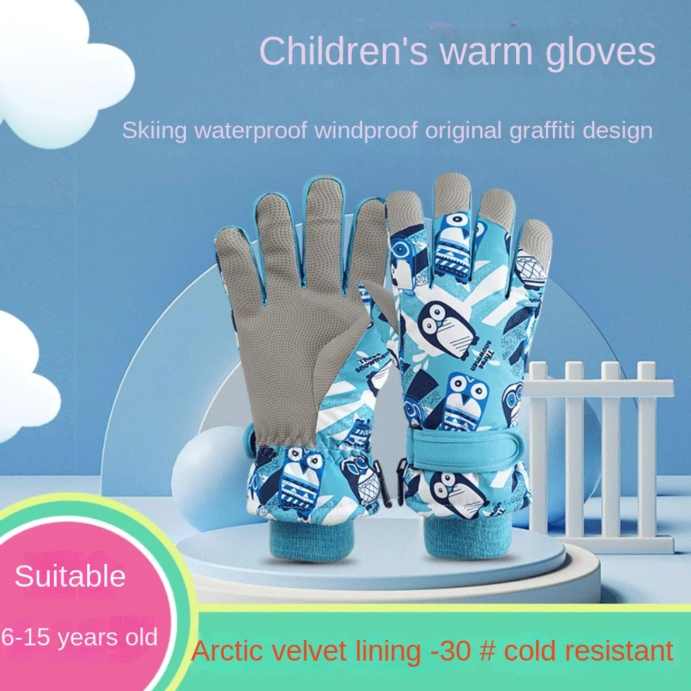 Antiskid-Windproof-Penguin-Gloves-for-Children-Warm-Ski-Gloves-Thick ...