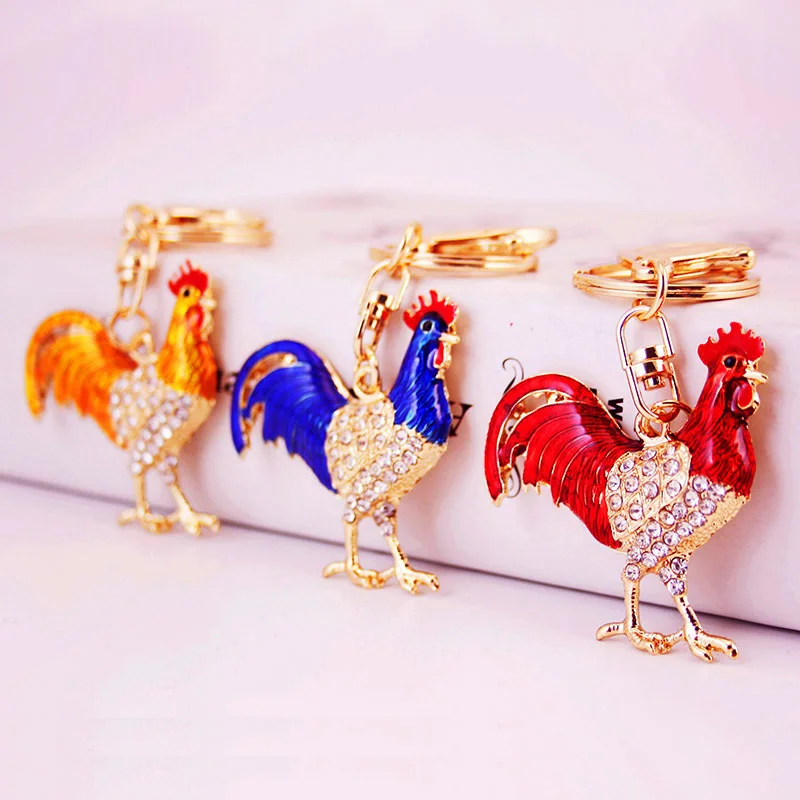 Luxury-Gallos-Keychains-Women-Rhinestone-Rooster-Key-Chain-Chicken ...