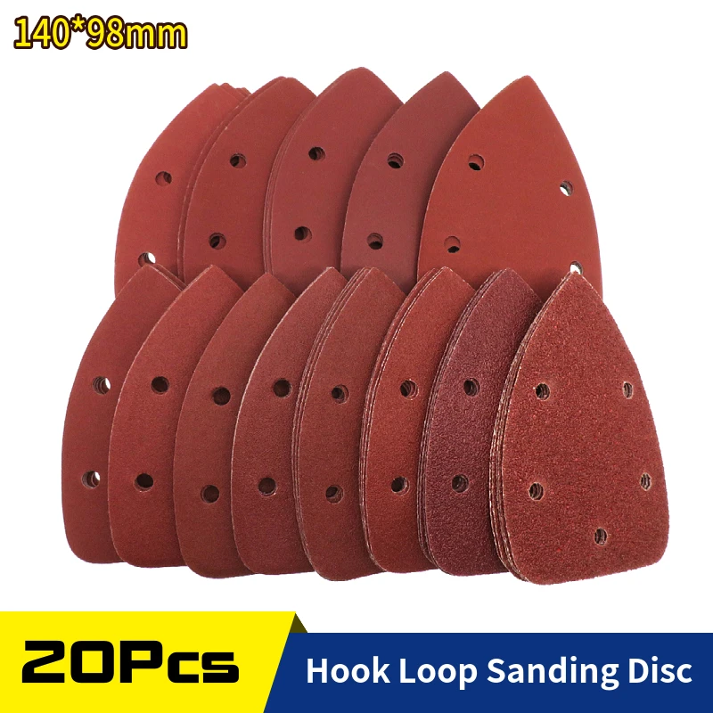 140-98-mm-5Hole-Sanding-Sheets-Triangle-Red-Sandpaper-Hook-Loop-40-1000 ...
