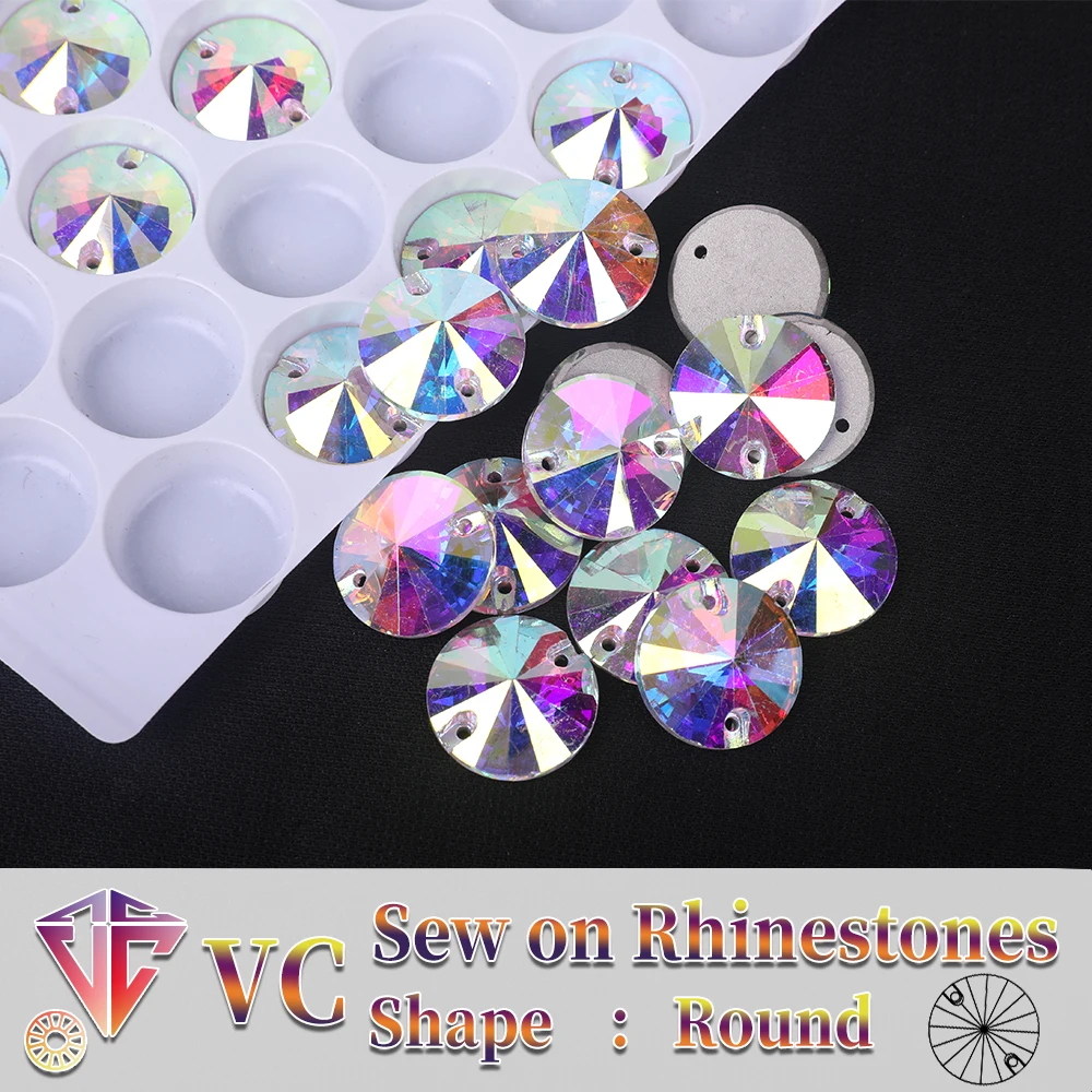 K9-high-quality-Sew-On-AB-Rhinestones-Round-chamfer-Flatback-Glass ...