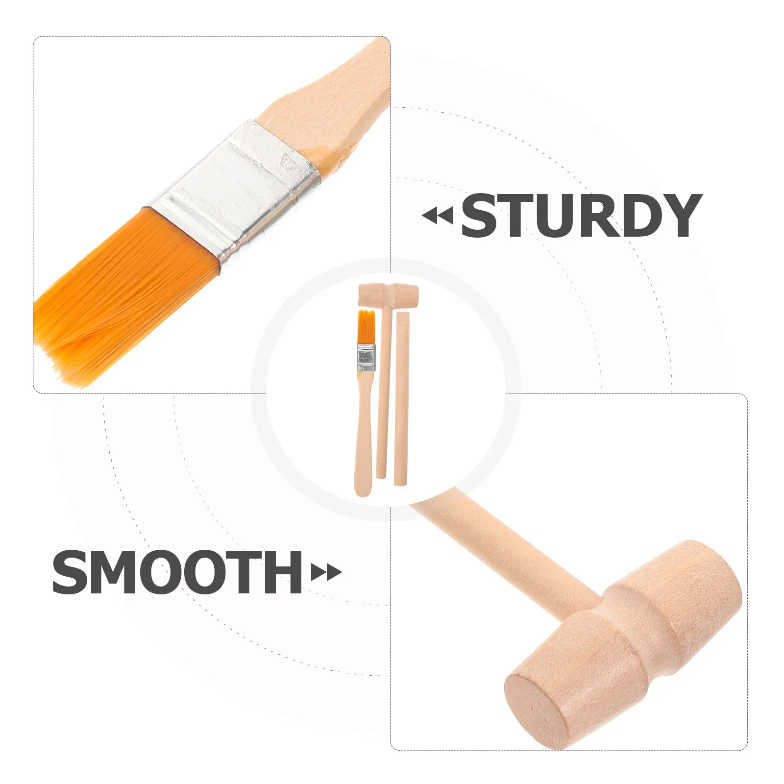 3 sets kids Digging Tools Wooden Hammer Brush Chisel Toy Small Digging ...