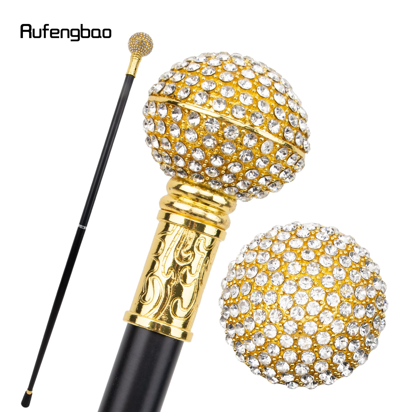 White-Artificial-Diamond-Ball-Walking-Cane-Fashion-Decorative-Walking ...
