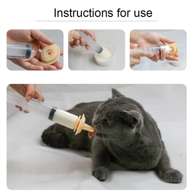 New-Pet-Syringe-Feeder-Small-Large-Plastic-Syringe-Nipple-Clear-Tubing ...