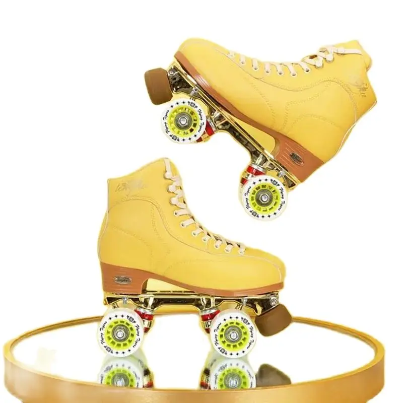 Pro-Roller-Skate-with-Steel-Bracket-Black-Leather-Patines-Unisex ...