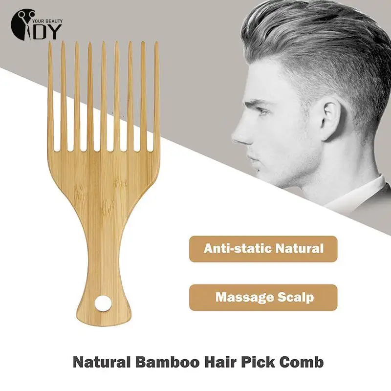 Wooden-Wide-Teeth-Brush-Pick-Comb-Fork-Hairbrush-Insert-Hair-Pick-Comb ...