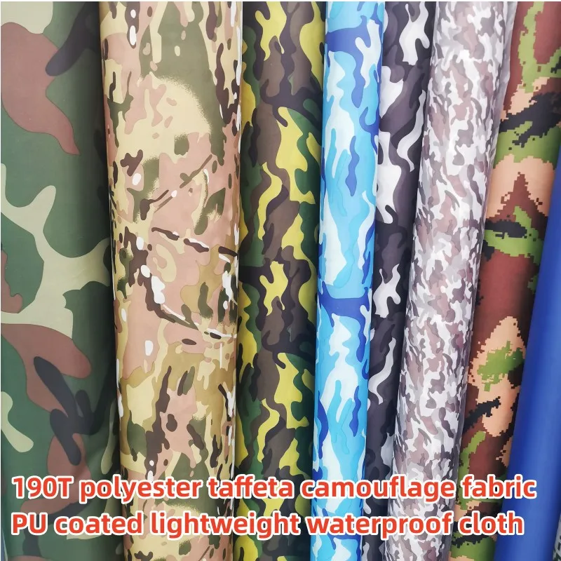 190T polyester taff camouflage waterproof fabric PU coating light ...